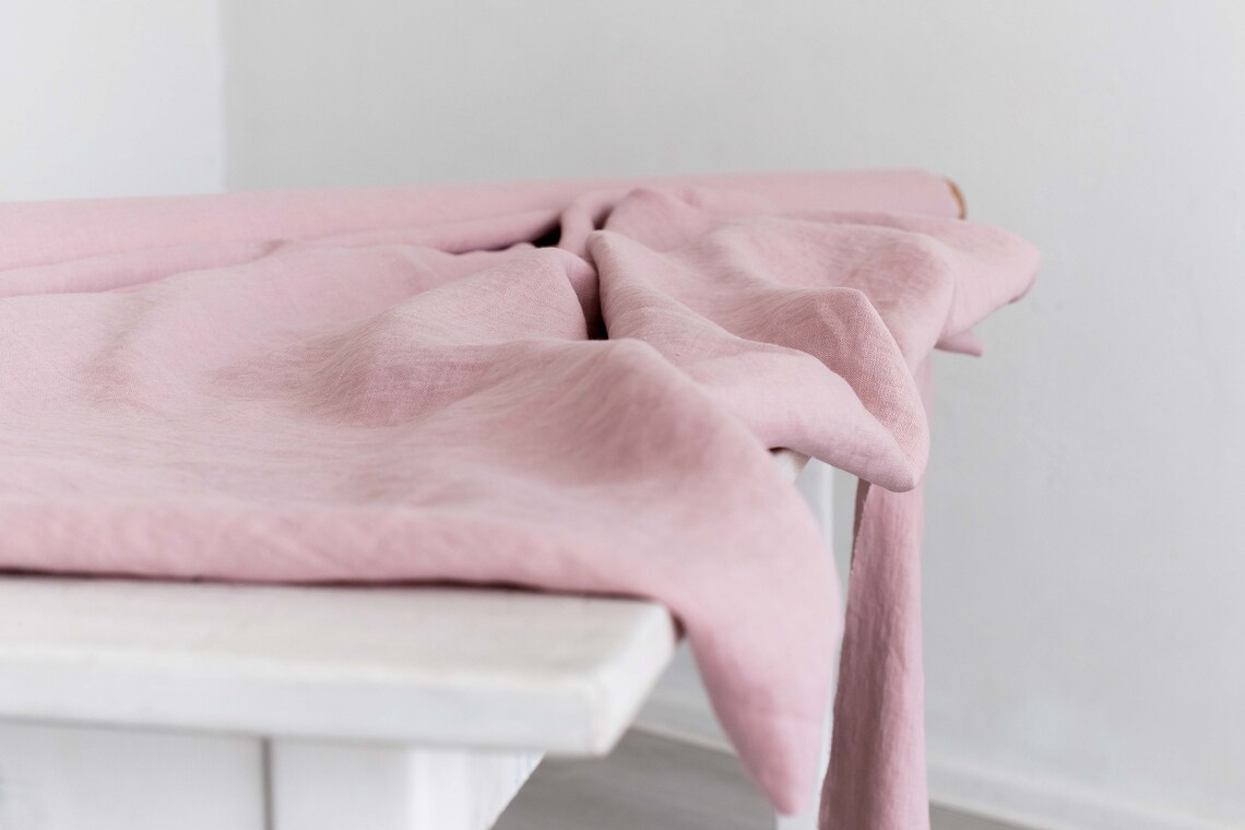 OEKO-TEX® Linen / Natural Dusty Pink Linen Fabric / Softened | Etsy