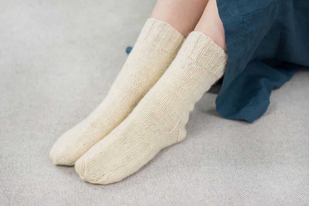 Hand Knitted Wool Socks / Natural Sheep Wool Socks / From 100% Sheep ...