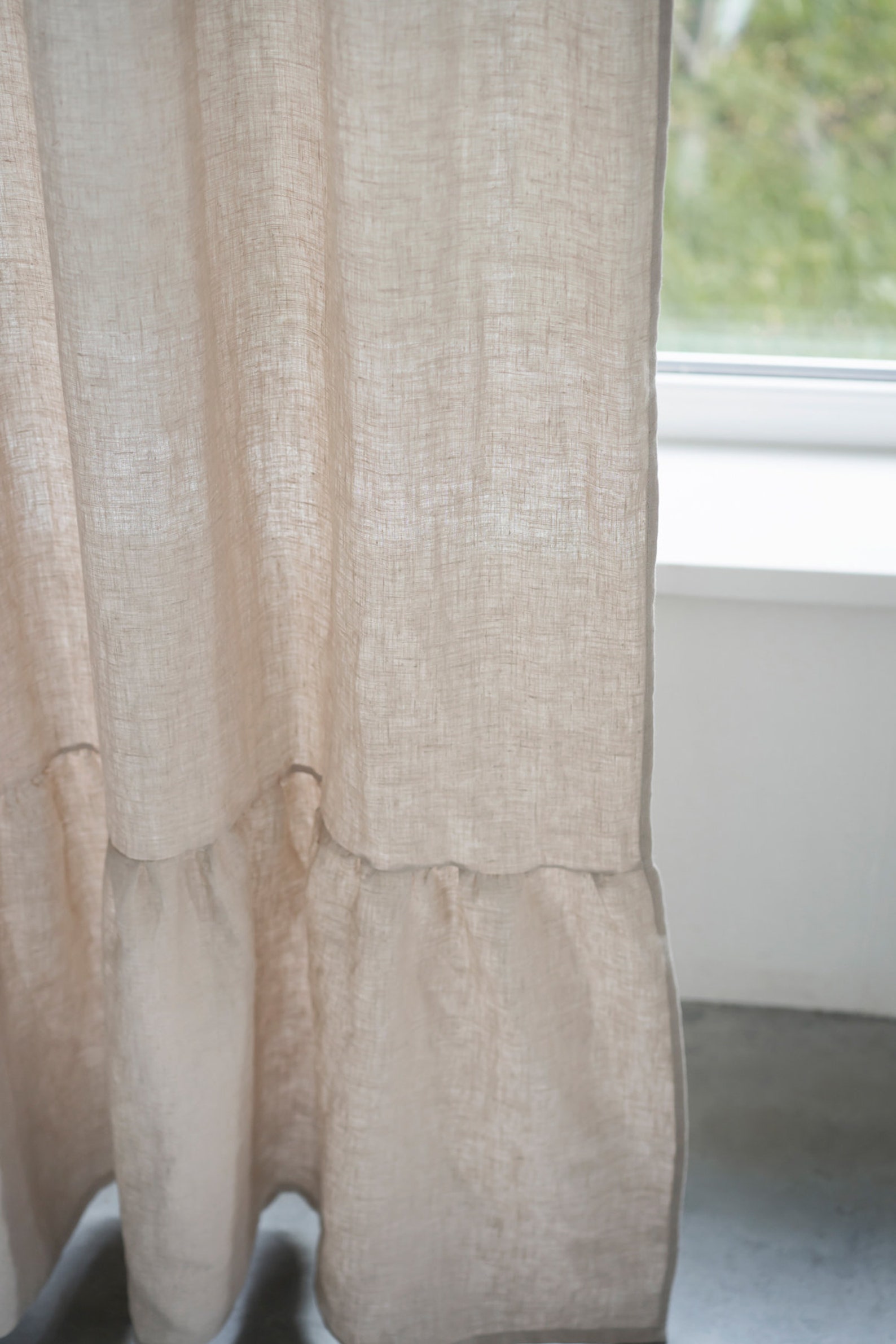 Linen Curtains With Ruffles / Rod Pocket Linen Curtain Panel Ruffles ...