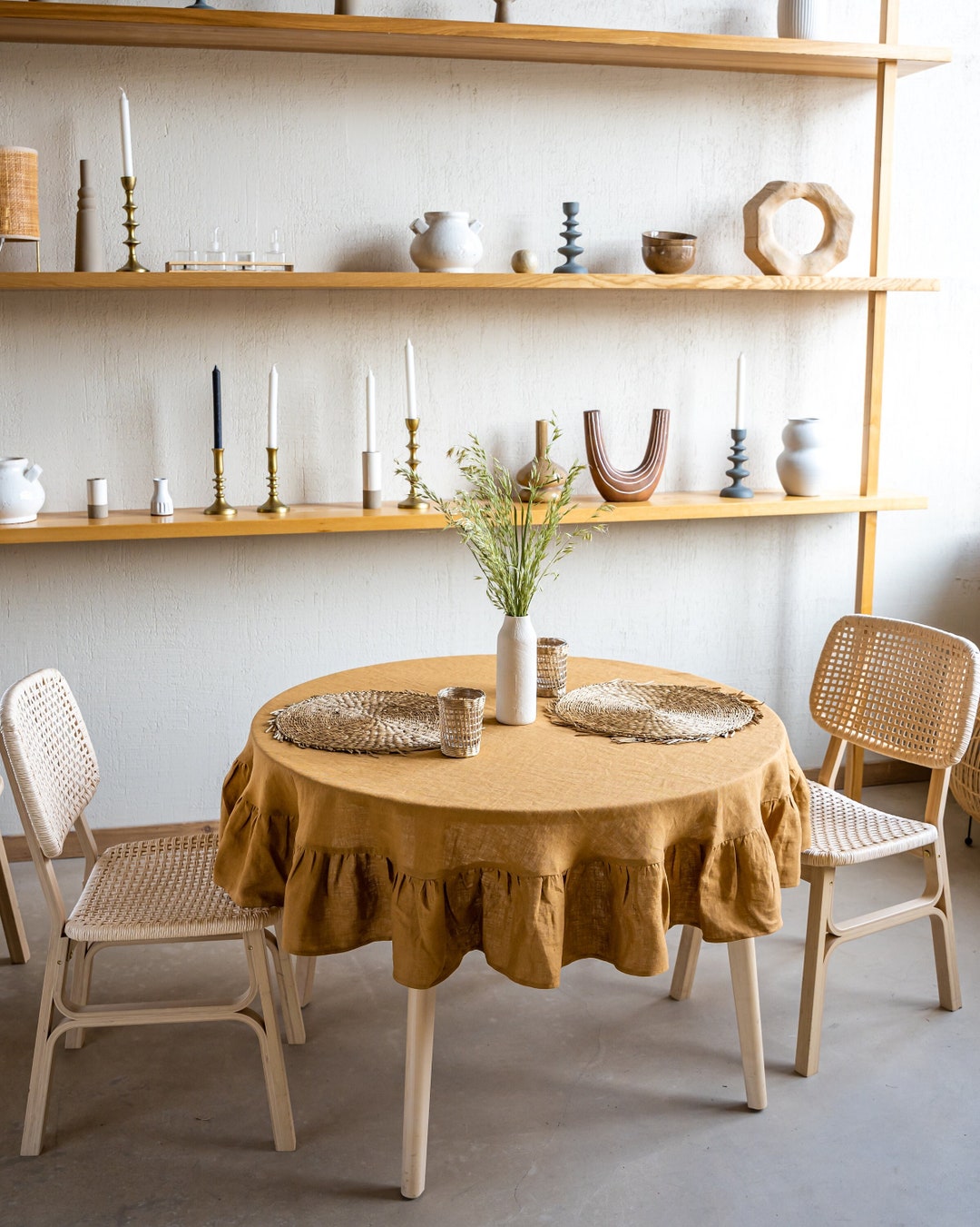 Round Table Cloth / Custom Wedding Tablecloth / Natural Linen Rustic ...