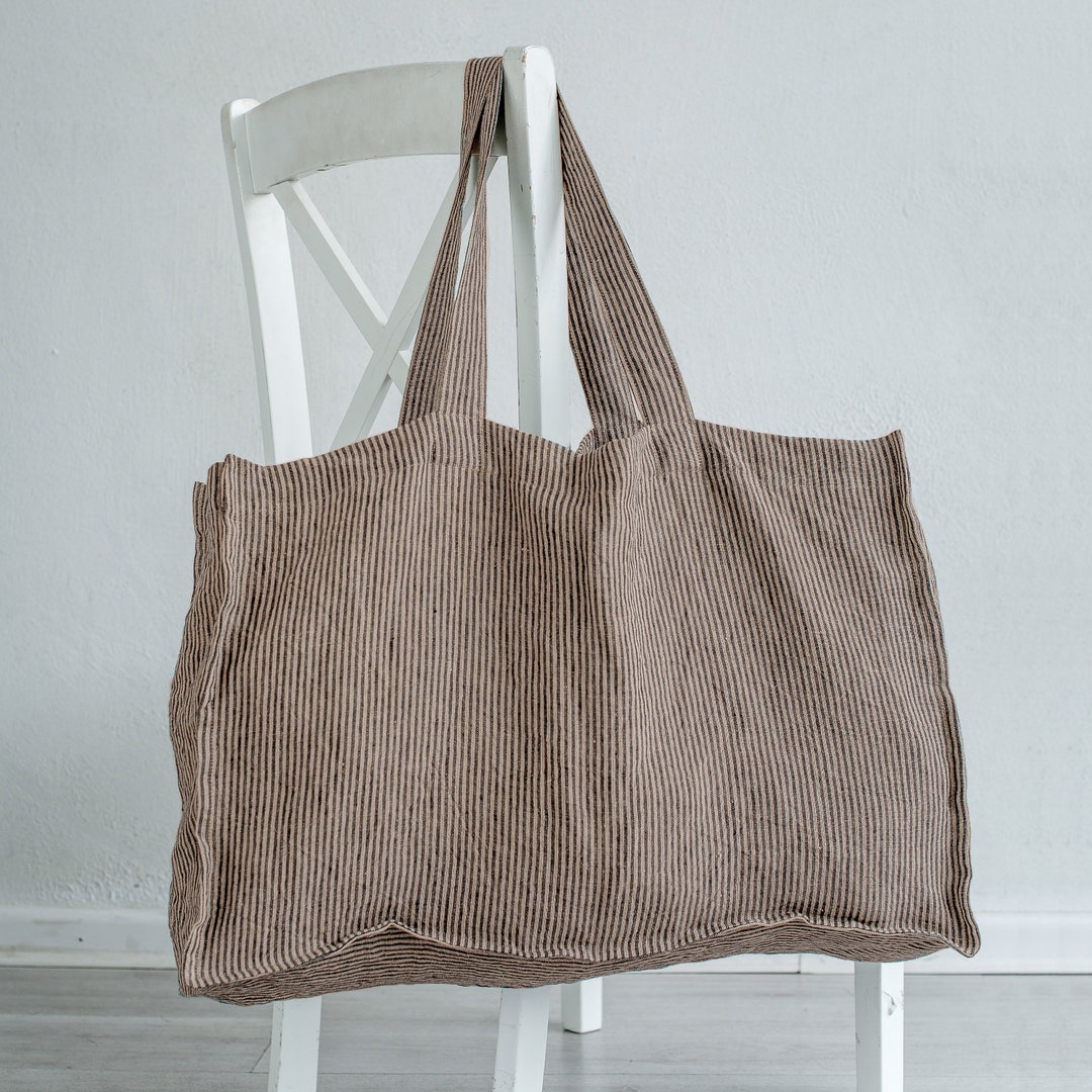 Washed Linen Tote Bag in 19 Colors / Bag With Pocket Inside / Linen ...