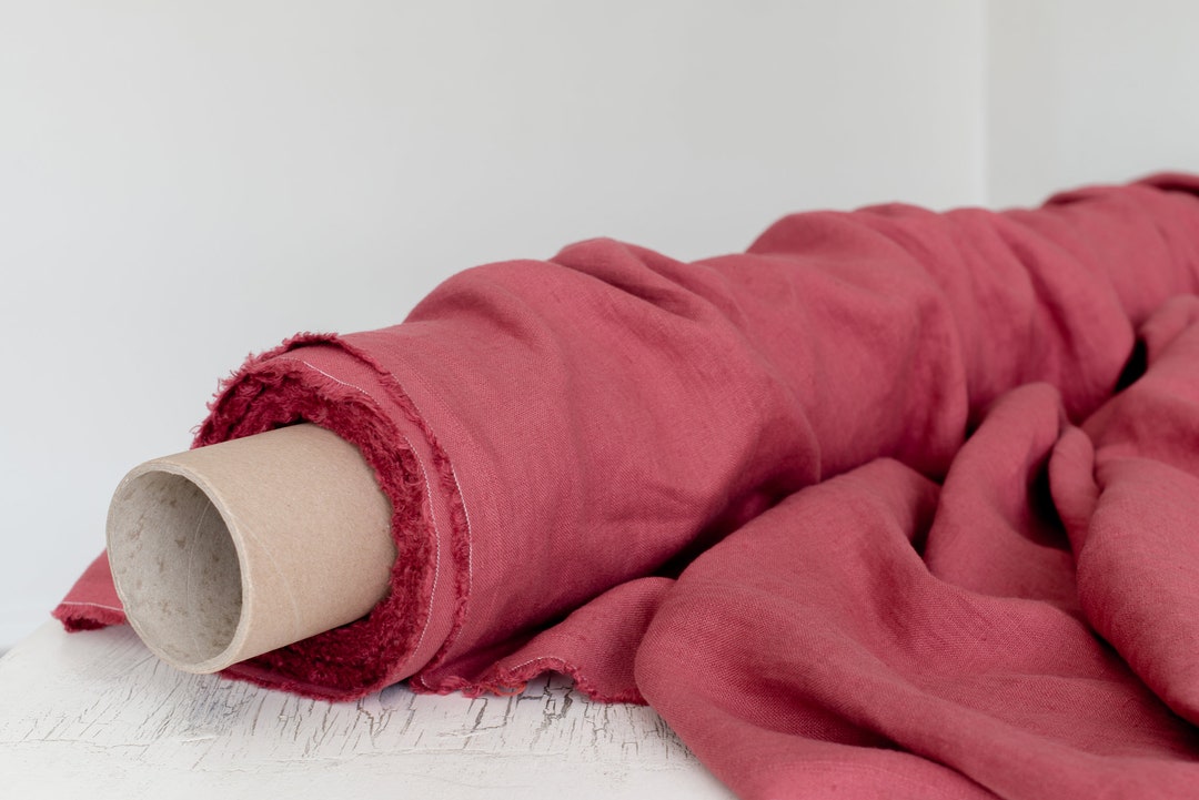 Raspberry Linen / Softened Linen Fabric by Yard / Linen Fabrics by ...