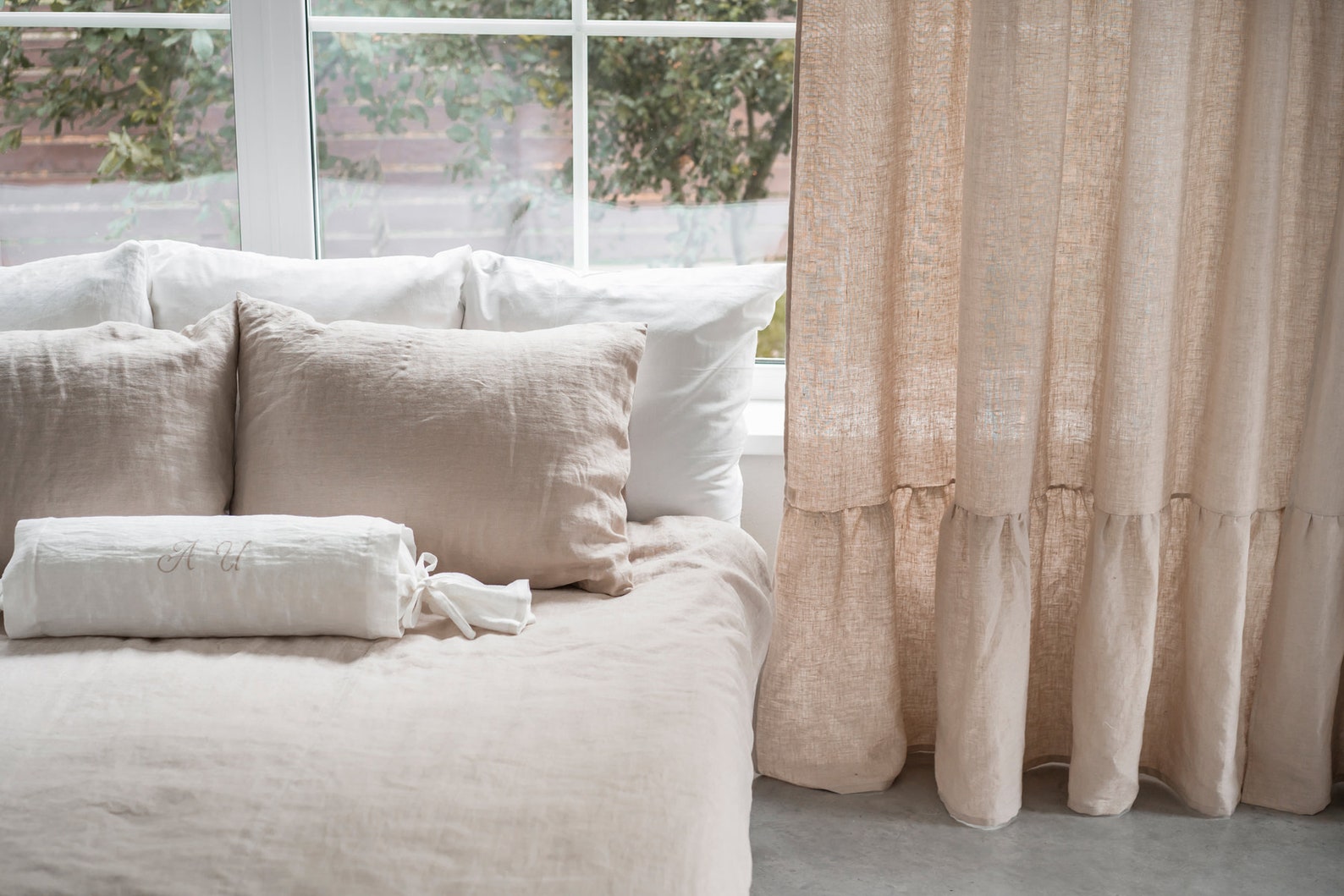 Linen Curtains With Ruffles / Rod Pocket Linen Curtain Panel Ruffles ...