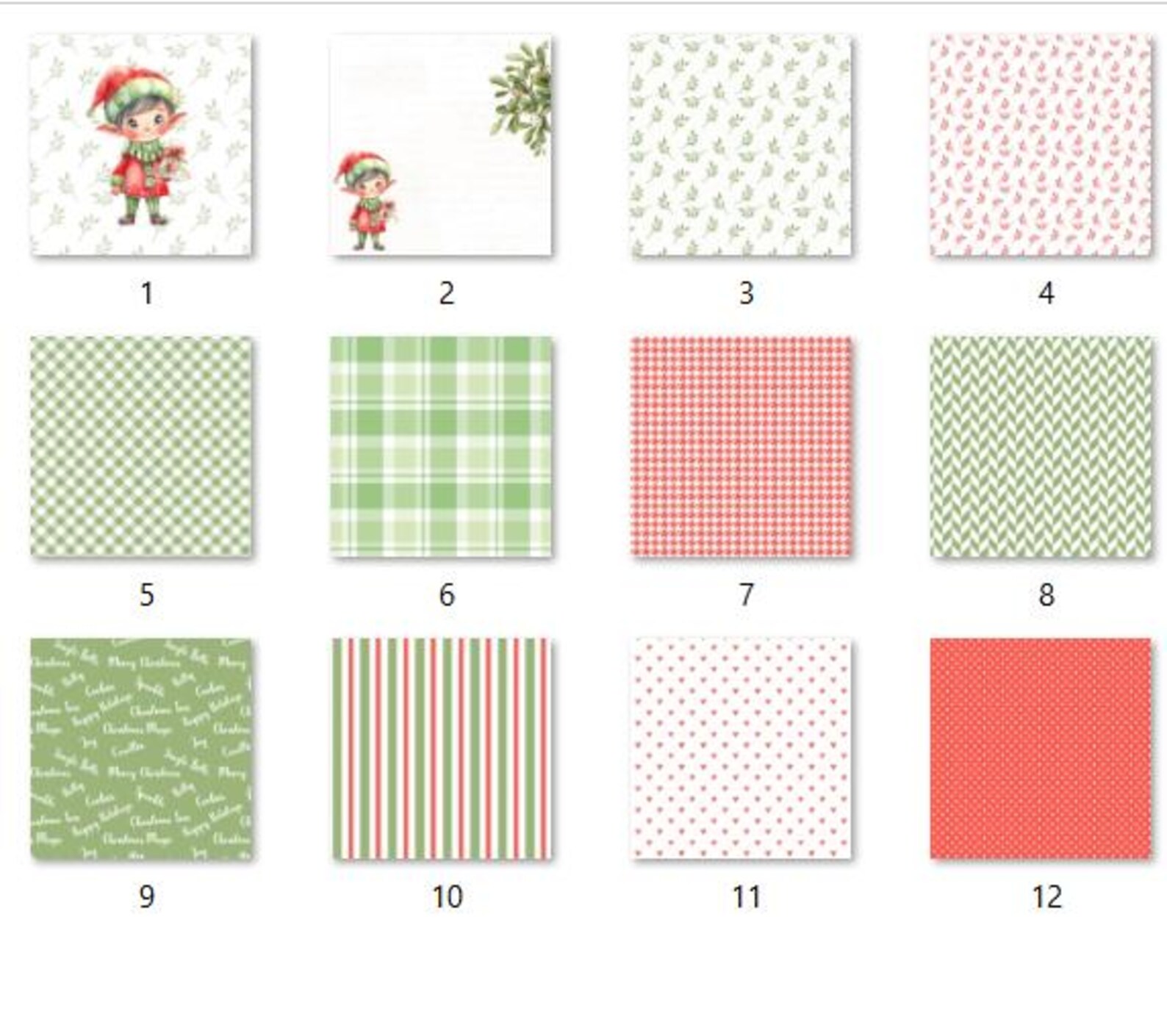 Christmas Elf Digital Paper Pack, Festive Scrapbooking Album, Red Xmas ...