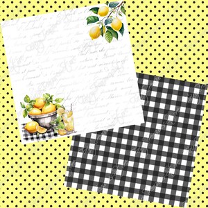 Lemon Digital Paper Pack, Lemonade Pattern, Black and Yellow, Summer ...