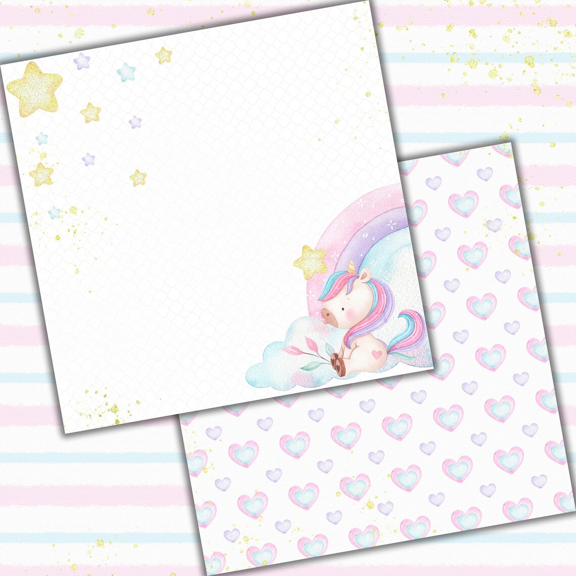 Unicorn Digital Paper Pastel Rainbow Seamless Pattern Baby - Etsy