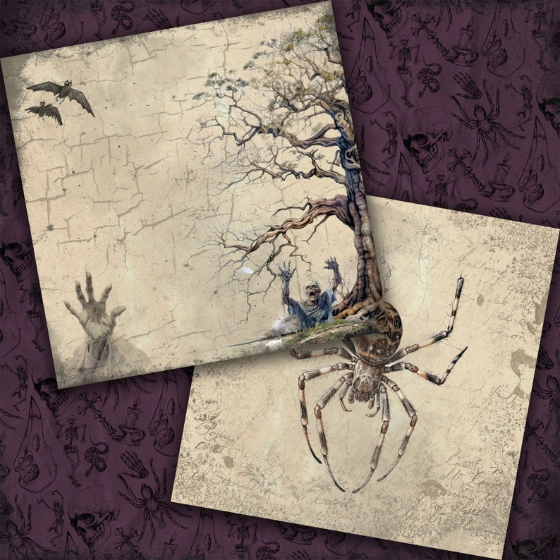 Vintage Halloween Digital Paper Pack, Horror Printable Scrapbooking ...