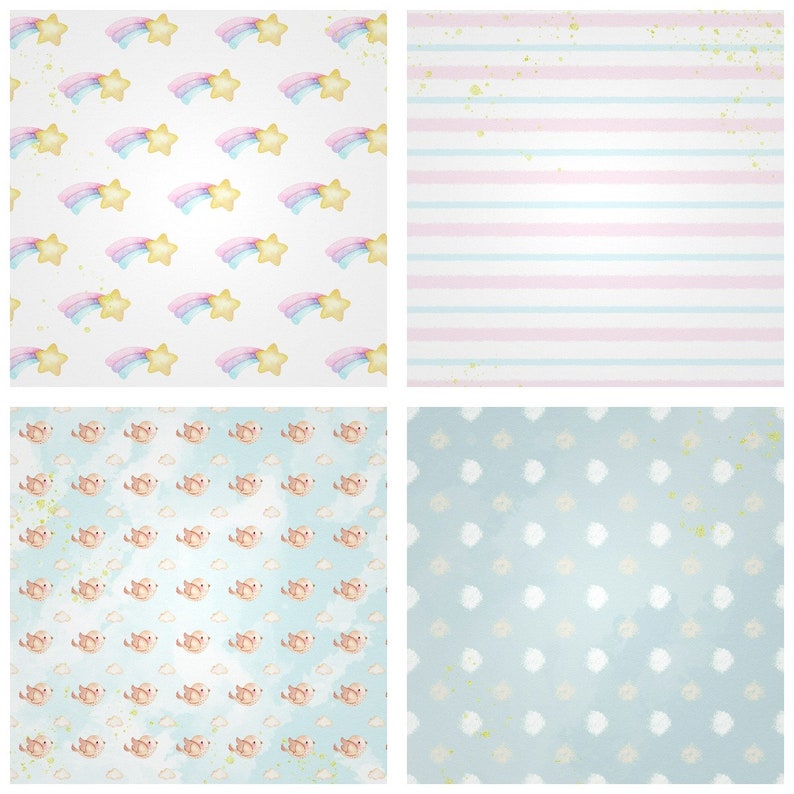 Unicorn Digital Paper Pastel Rainbow Seamless Pattern Baby - Etsy