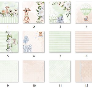 Cute Jungle Animals Digital Paper Pack, Watercolor Baby Safari Animals ...