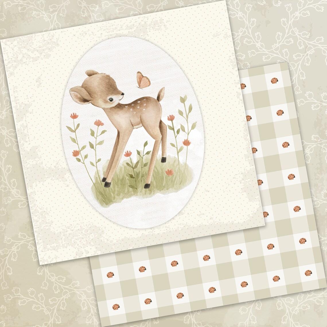 Woodland Digital Paper, Nursery Background, Printable, Instant Download ...