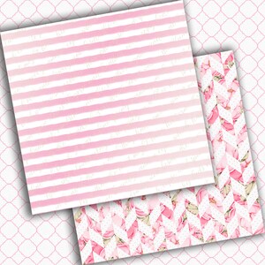 Pastel Pink Digital Paper Pack 12x12, Princess Swan Scrapbook Set ...