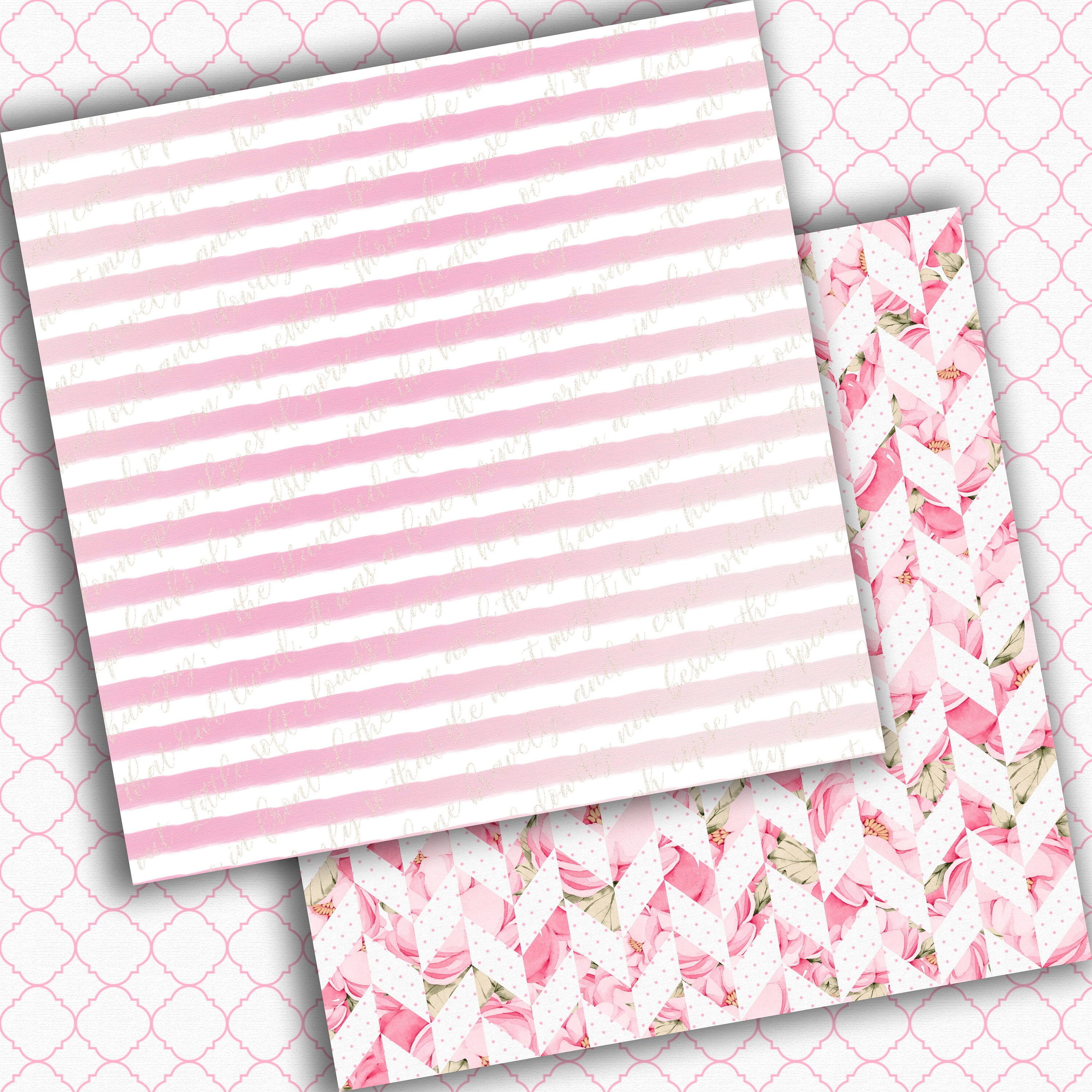 Pastel Pink Digital Paper Pack 12x12, Princess Swan Scrapbook Set ...