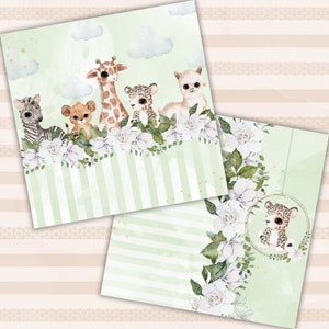 Cute Jungle Animals Digital Paper Pack, Watercolor Baby Safari Animals ...