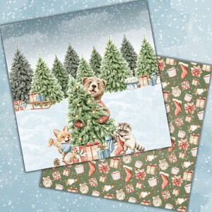 Christmas Digital Paper, Woodland Christmas, Forest Animals, Winter ...