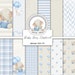 Blue Baby Boy Elephant Digital Paper Pack, Newborn Cute Beige Scrapbook ...