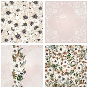 Boho Flower Digital Paper Pack, Blush Floral Pattern, Scrapbooking ...