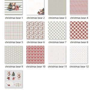 Christmas Bear Digital Paper Pack, Clipart, Gift Pattern, Scrapbooking ...