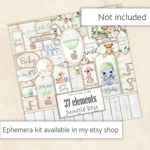 Cute Jungle Animals Digital Paper Pack, Watercolor Baby Safari Animals ...