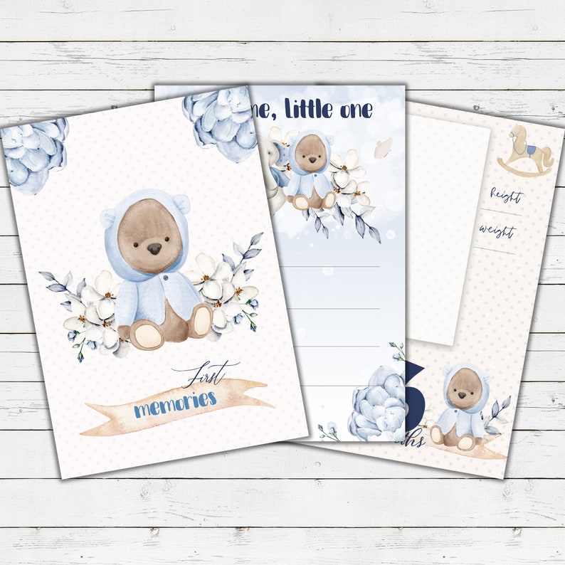 Printable Milestone Boho Bear Baby Book Milestone Keepsake - Etsy