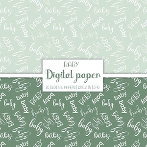 Green Baby Elephant Digital Paper Pack, Instant Download, Scrapbooking ...