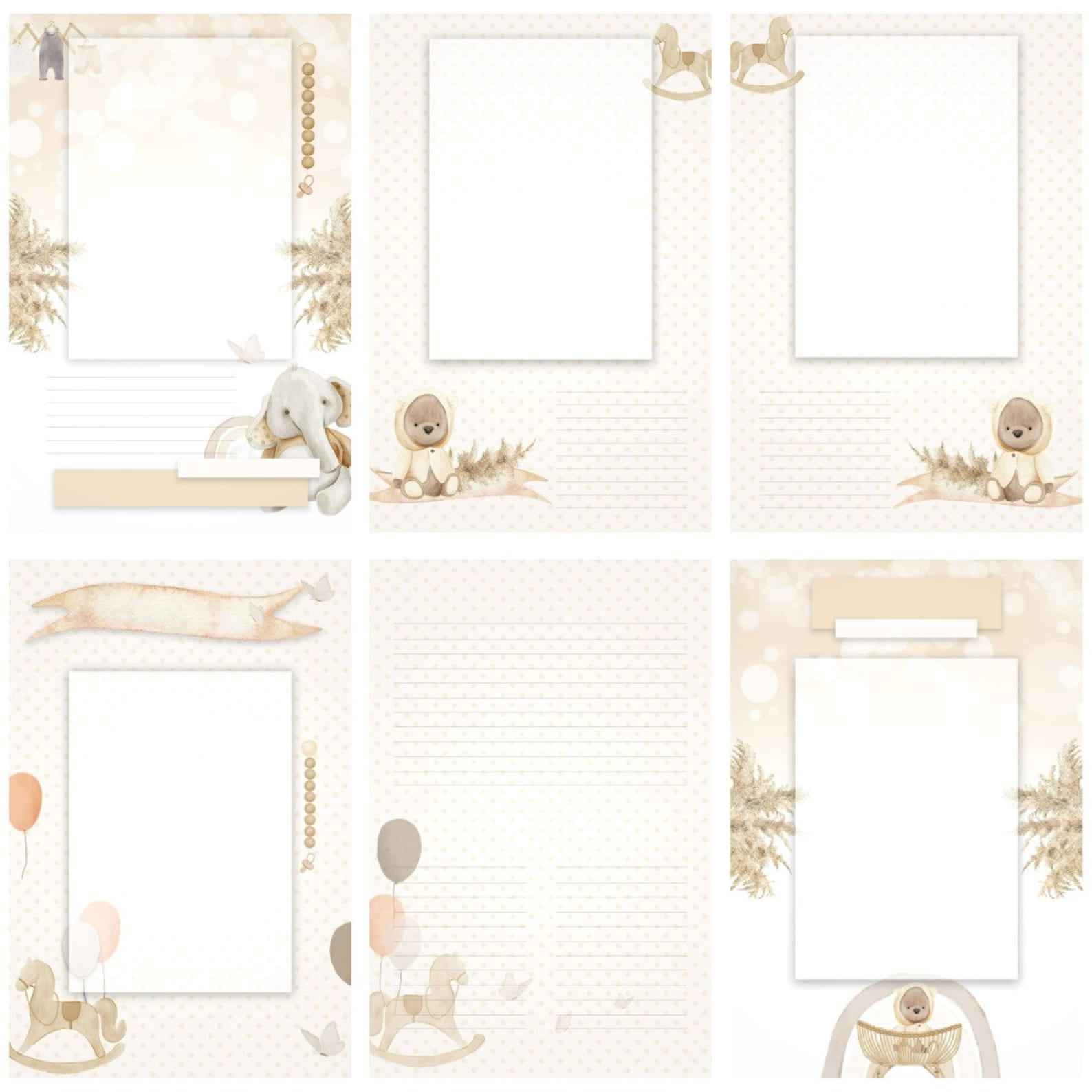 Digital Baby Memory Book Without Text Boho Bear Photo Album - Etsy