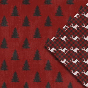 Christmas Printable Paper Pack, Deer, Red and Black Festive Plaid ...