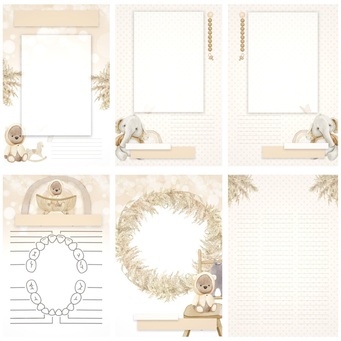 Digital Baby Memory Book Without Text Boho Bear Photo Album - Etsy