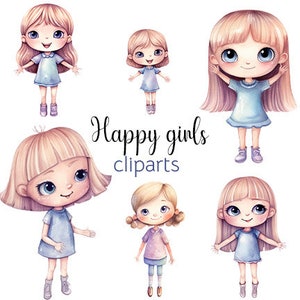 Watercolor Sweet Girl Clipart Set, Baby Girl Illustrations Bundle ...