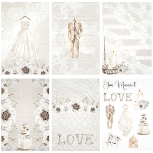 A4 Wedding Lace Digital Paper, Neutral Boho Background, Watercolor ...