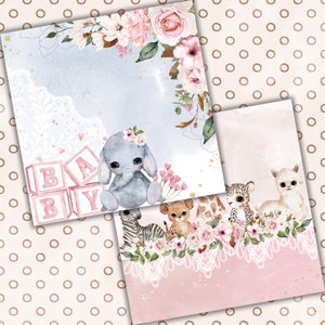 Jungle Girl Digital Paper, Safari Nursery Printables, Pink Baby Girl ...