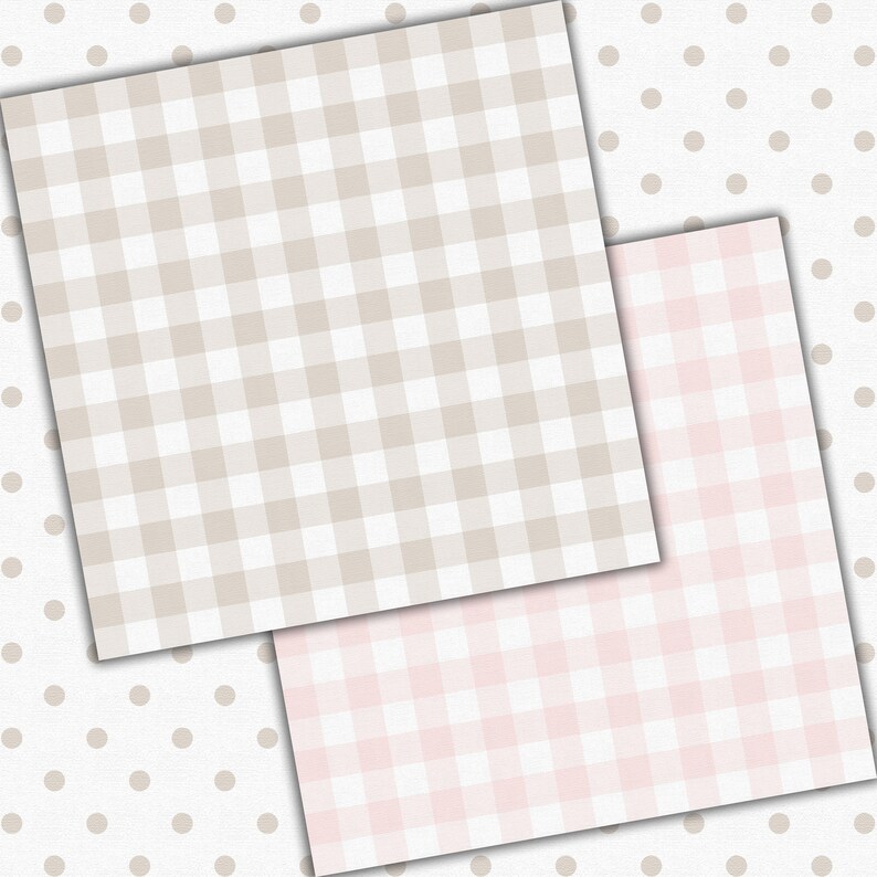 Baby Girl Digital Paper, Little Rabbit, Pink and Beige, Simple ...