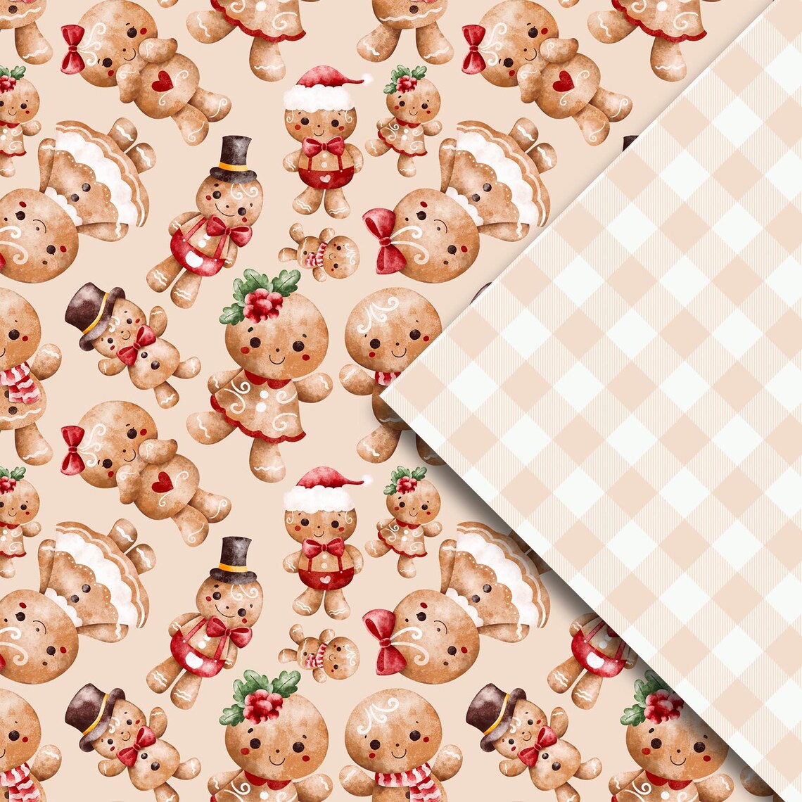 Christmas Digital Paper Pack, Gingerbread Man, Festive Scrapbooking ...