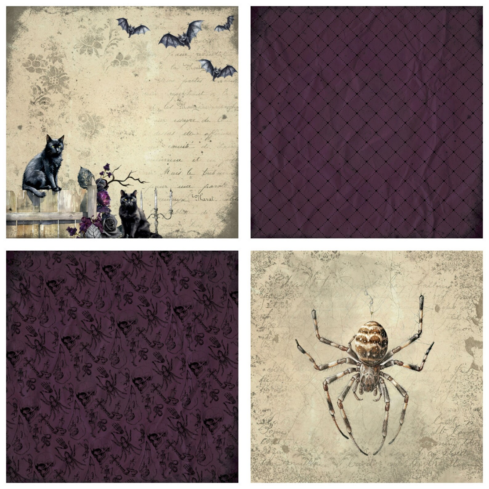 Vintage Halloween Digital Paper Pack, Horror Printable Scrapbooking ...