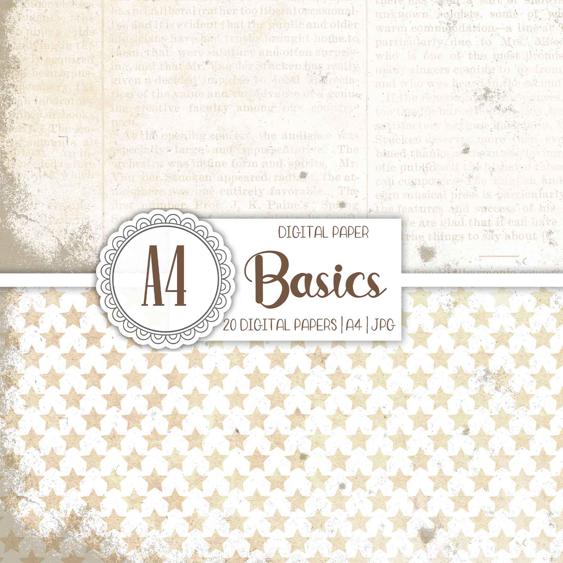 A4 Basic Digital Paper Pack, Boho Beige Distress, Instant Download ...