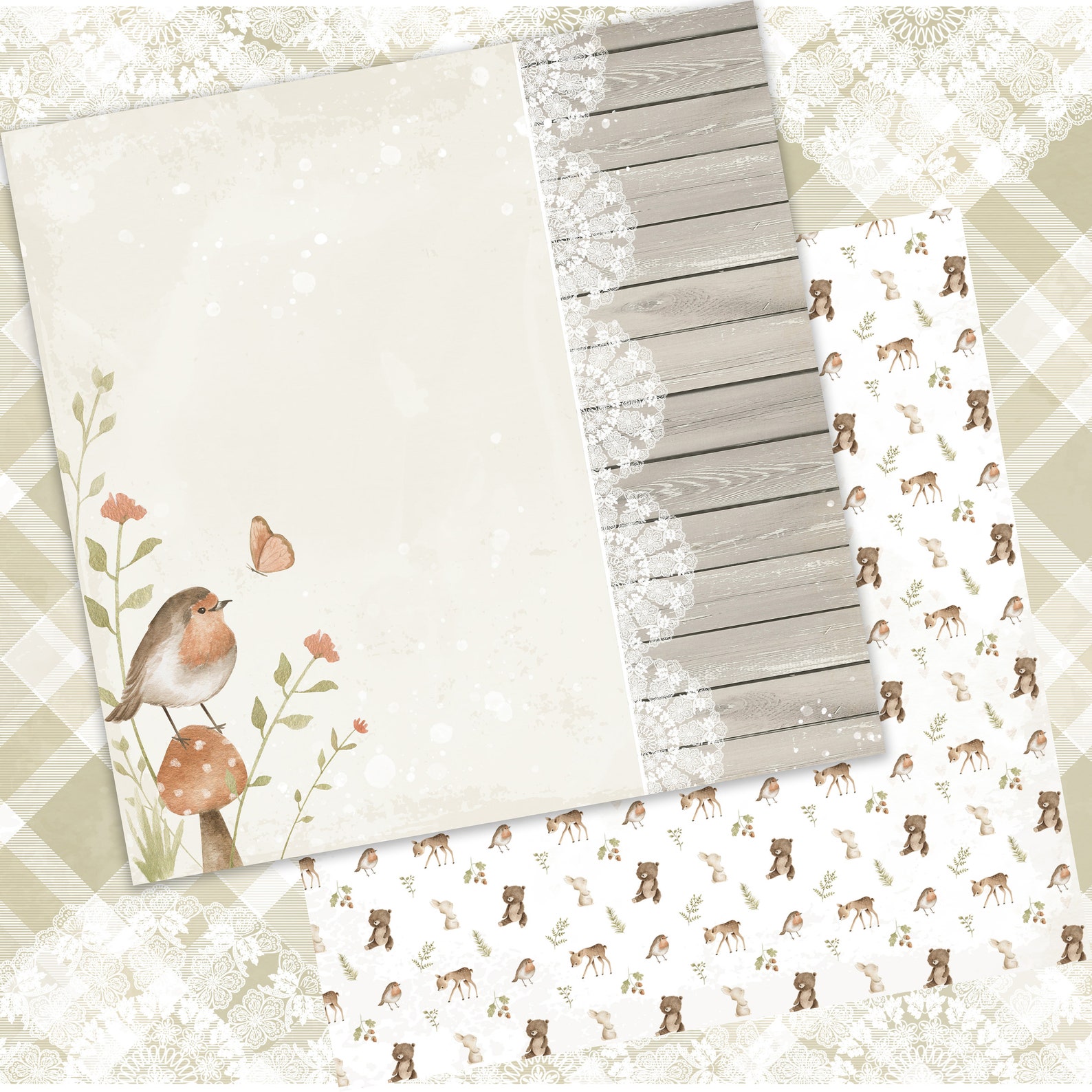 Woodland Digital Paper, Nursery Background, Printable, Instant Download ...