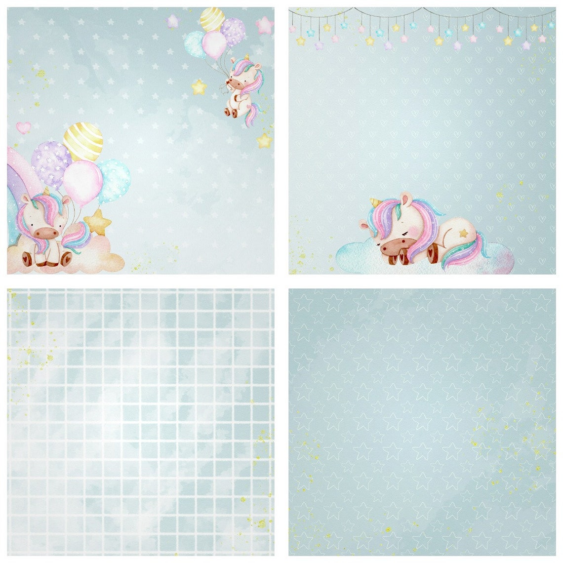 Unicorn Digital Paper Pastel Rainbow Seamless Pattern Baby - Etsy