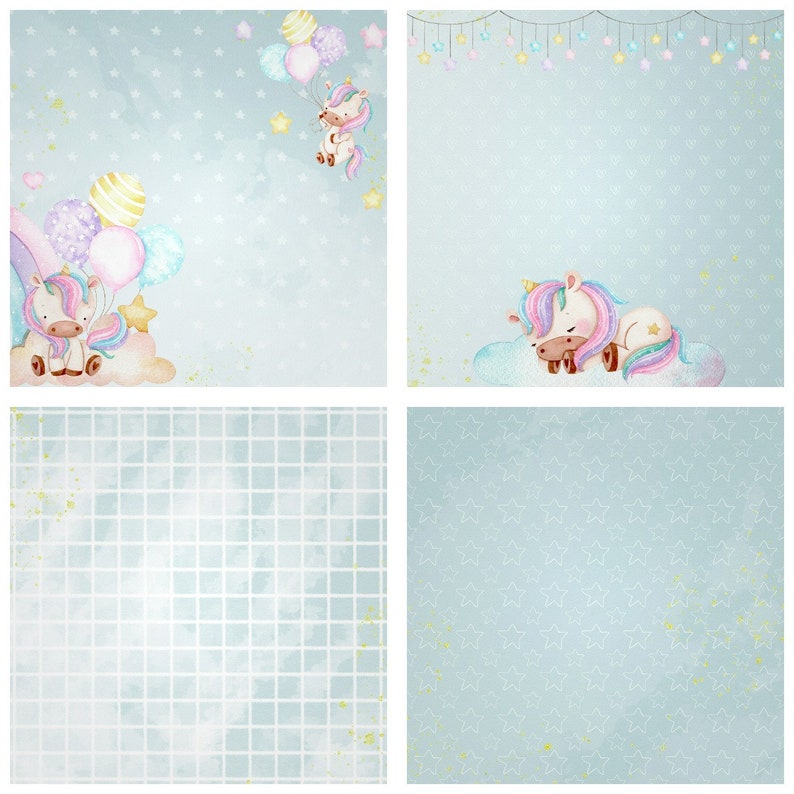 Unicorn Digital Paper Pastel Rainbow Seamless Pattern Baby - Etsy