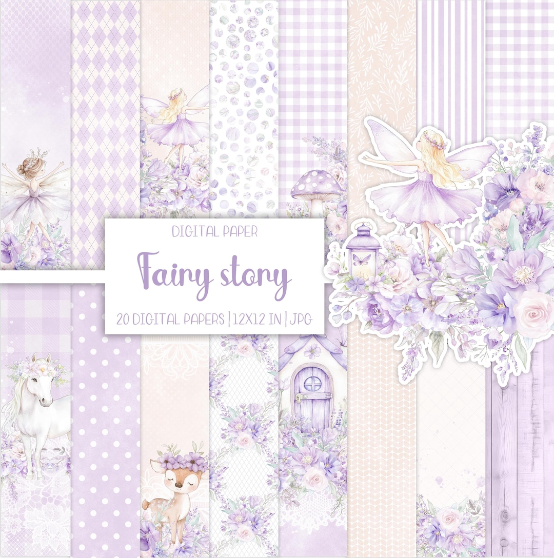 Baby Fairy Digital Paper Pack, Magic Forest, Gender Neutral, Scrapbook ...