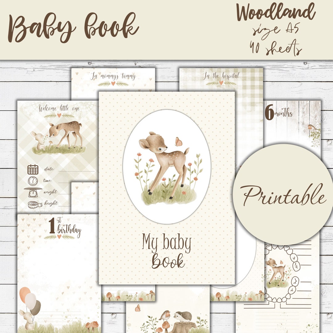 Digital Baby Memory Book, Woodland, Forest, Gender Neutral, Printable ...