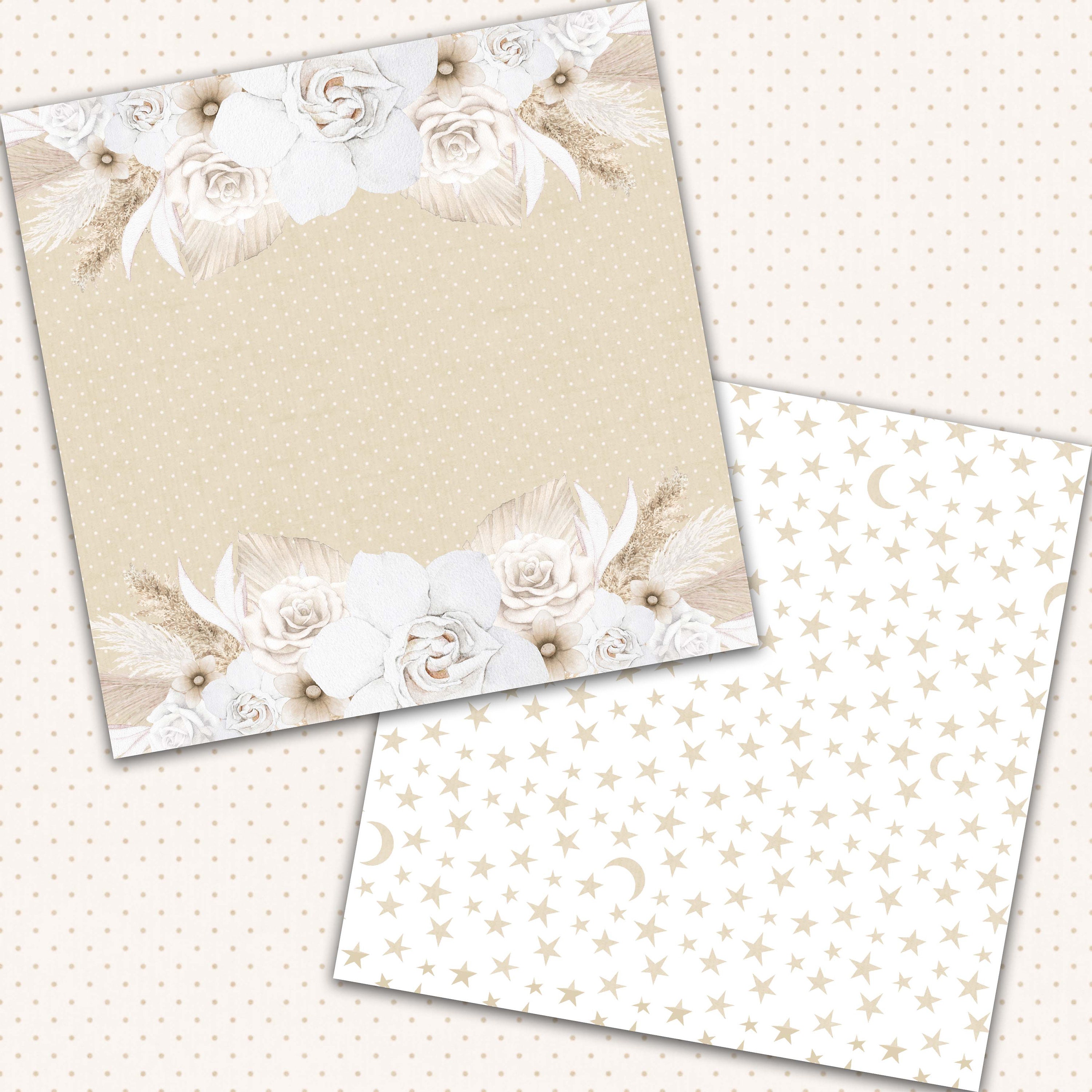Boho Baby Teddy Bear Digital Scrapbooking Paper Pack, Boy Girl Album ...