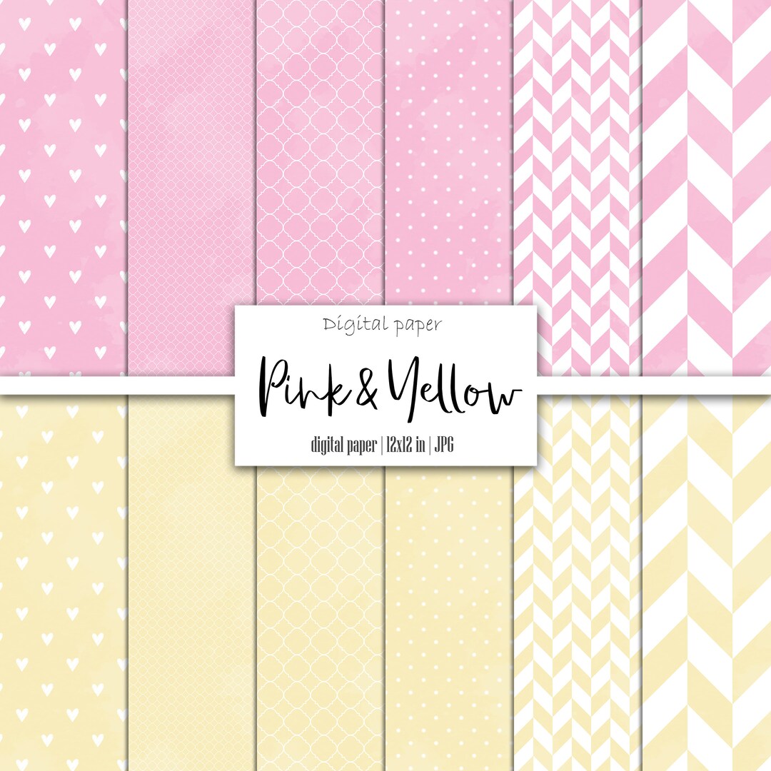 Digital Paper, Pastel Pink and Yellow Background, Instant Download - Etsy