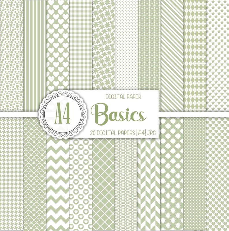 A4 Basic Digital Paper Pack, Baby Shower, Gender Neutral, Scrapbook ...