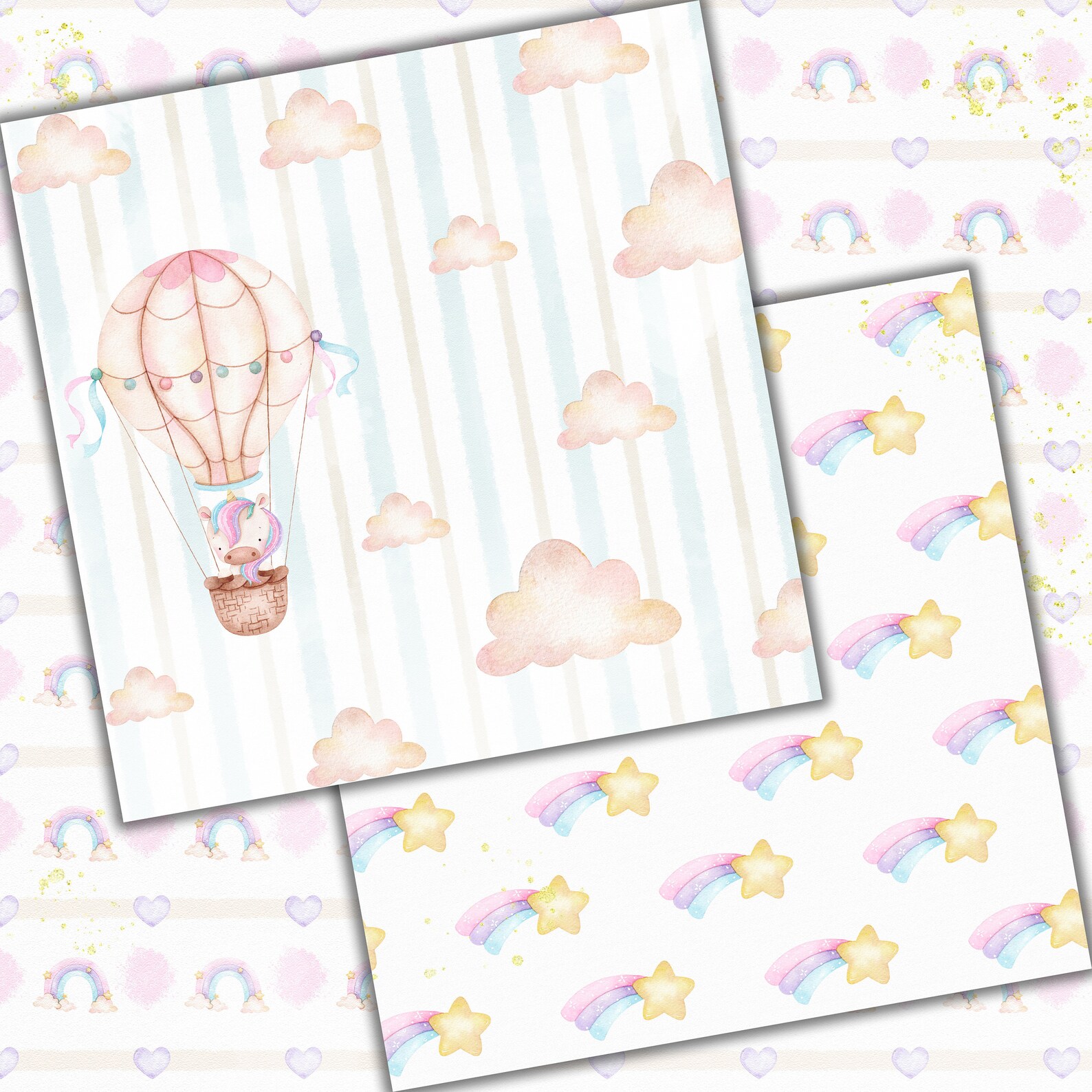 Unicorn Digital Paper Pastel Rainbow Seamless Pattern Baby - Etsy