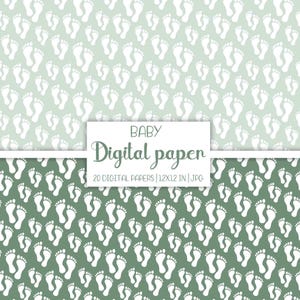 Green Baby Elephant Digital Paper Pack, Instant Download, Scrapbooking ...