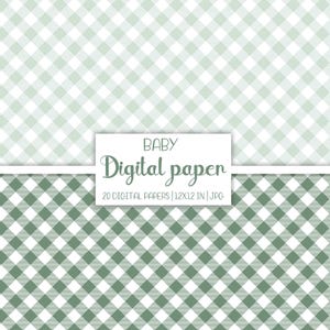 Green Baby Elephant Digital Paper Pack, Instant Download, Scrapbooking ...