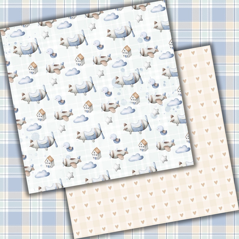 Airplane Digital Paper for Boys Nursery Background Instant - Etsy