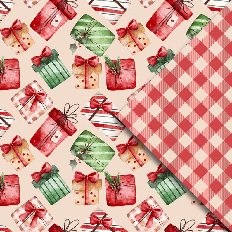Christmas Digital Paper Pack, Gingerbread Man, Festive Scrapbooking ...