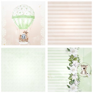 Cute Jungle Animals Digital Paper Pack, Watercolor Baby Safari Animals ...