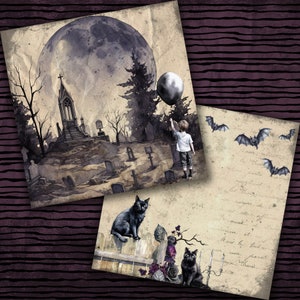 Vintage Halloween Digital Paper Pack, Horror Printable Scrapbooking ...