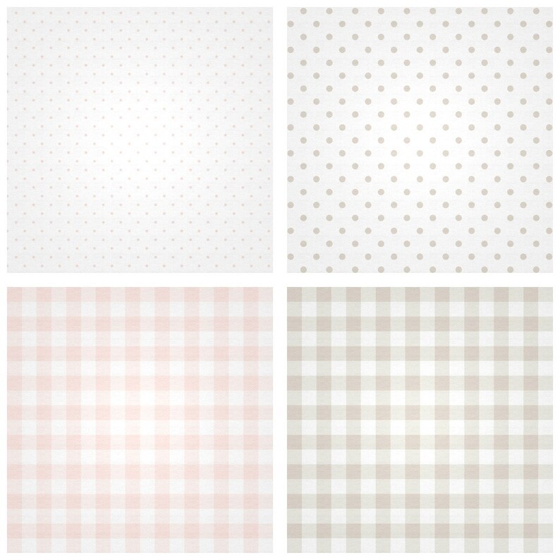 Baby Girl Digital Paper, Little Rabbit, Pink and Beige, Simple ...